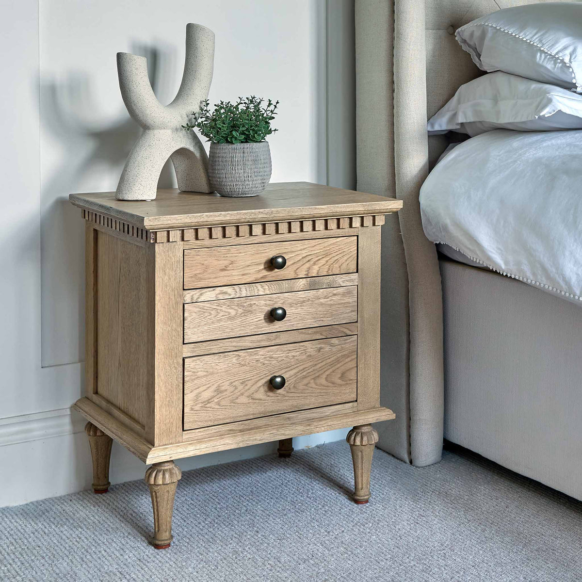 Claremont Weathered Oak Bedside Table - Small – La Residence Interiors