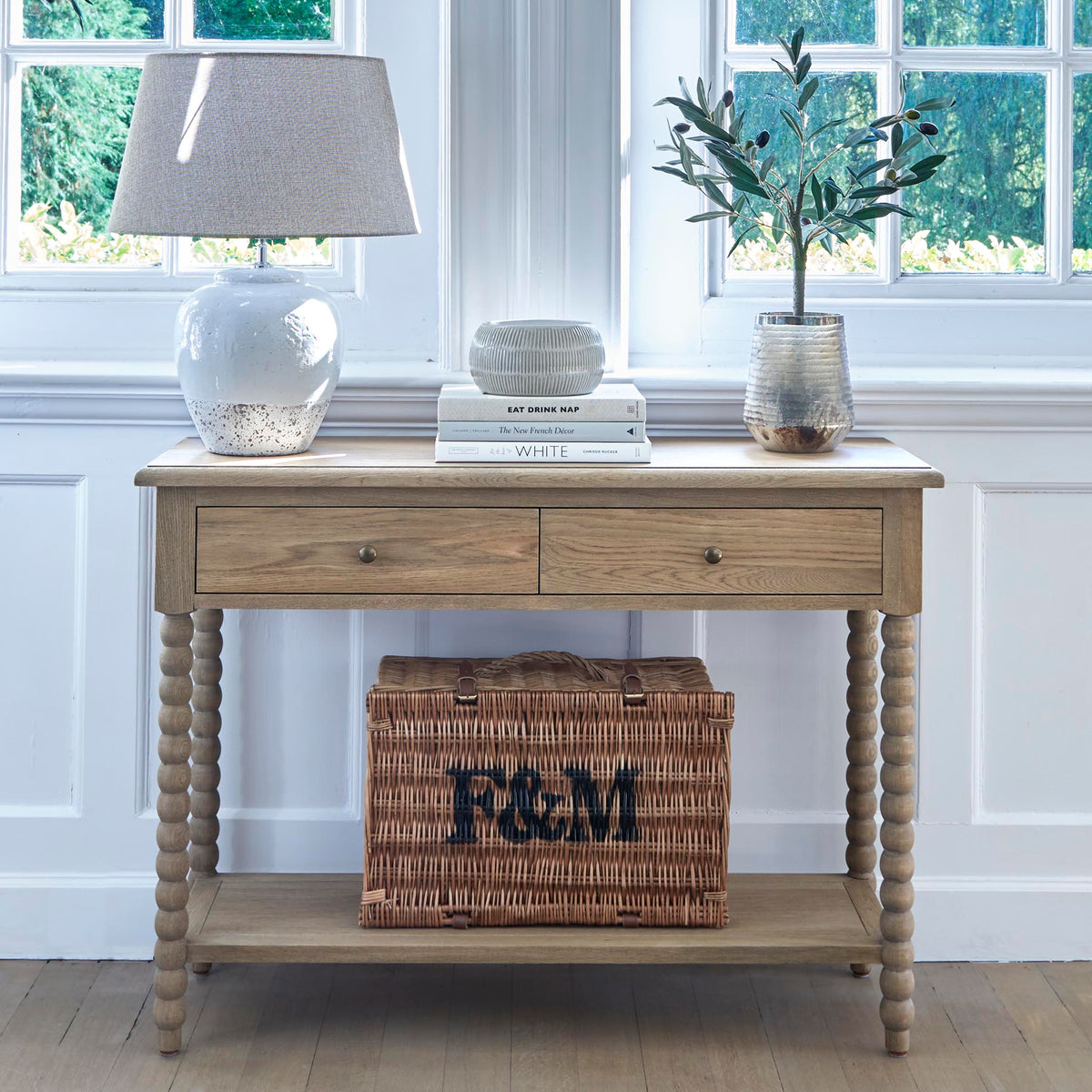 Oak Bobbin Console Table | Cleveland Console - La Residence Interiors