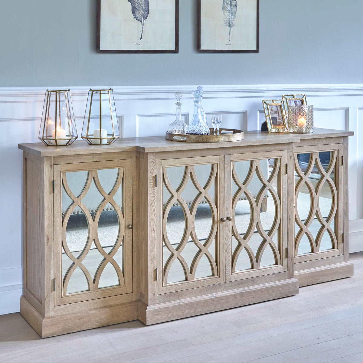 Large Mirrored Oak Sideboard - The Marina - La Residence Interiors