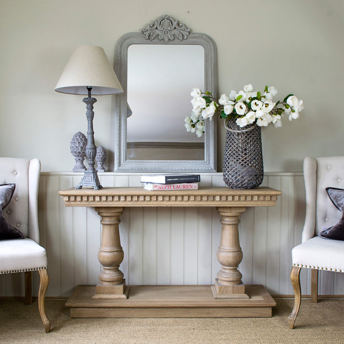 Claremont Weathered Oak Console Table | Luxury Oak Console Table – La ...