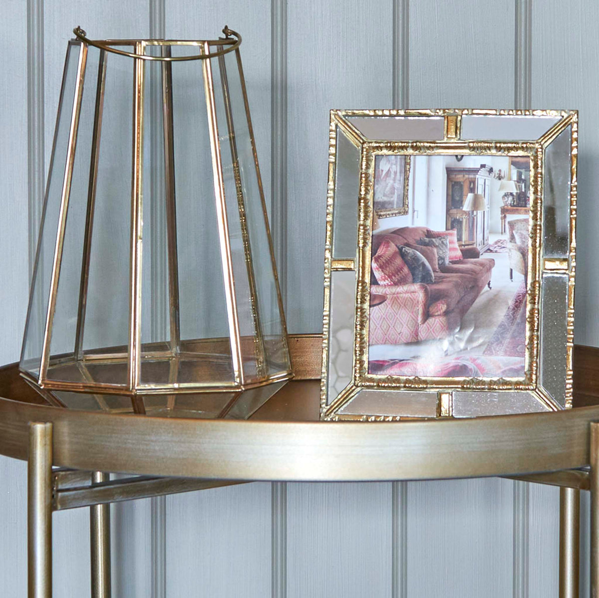 Small Glass Lantern Gold Finish – La Residence Interiors